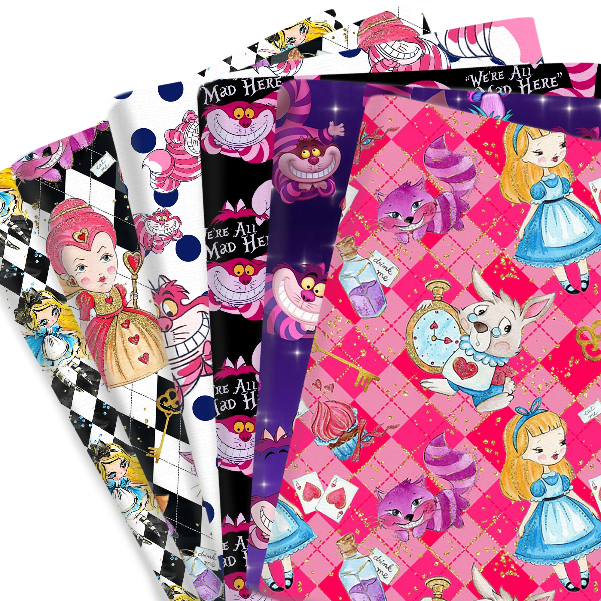 50-145cm-Alice-Princess-Cheshire-Cat-Polyester-Cotton-By-The-Meter ...