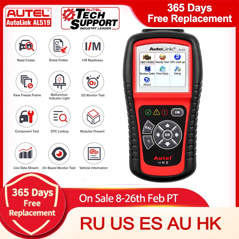 Original Autel Al519 Obd2 Scanner Car Diagnostic Tool Autolink Al519 ...