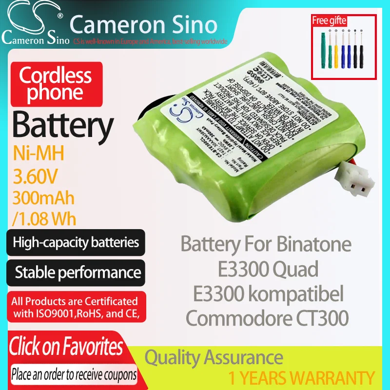 CameronSino-Battery-for-Binatone-E3300-Quad-E3300-kompatibel-Commodore ...