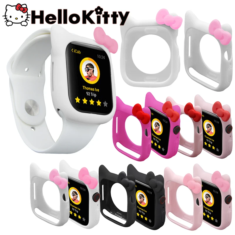 Hello-Kitty-Bow-Cat-Soft-Silicone-Band-cartoon-Case-For-Apple-Watch ...