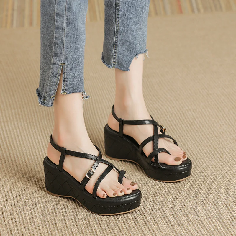 Small-Size-31-39-Strap-Wedge-Sandals-High-Heel-Solid-Color-Platform ...
