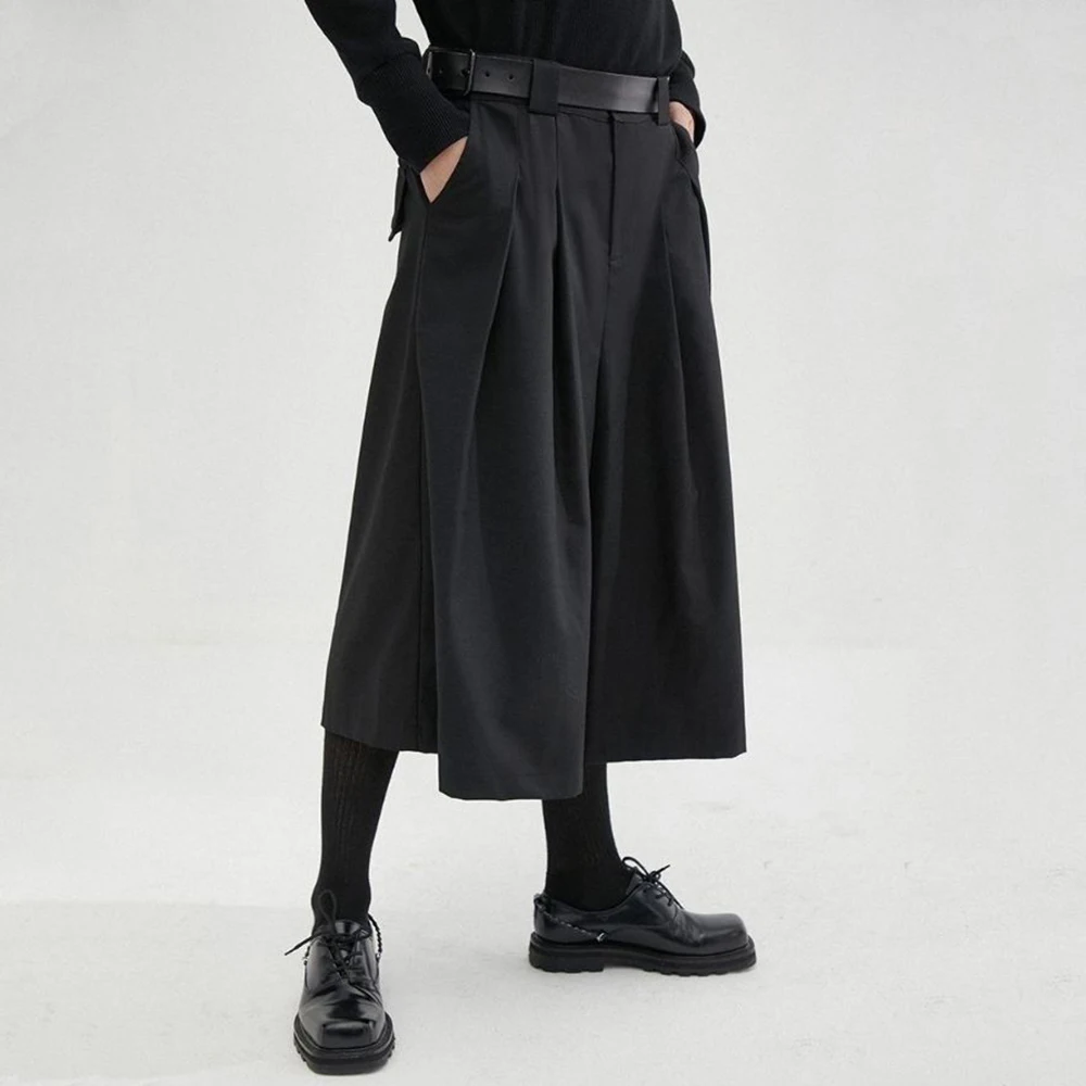 Mens-Dark-Style-Casual-Solid-Color-Culottes-Genderless-Fashion-Youth ...
