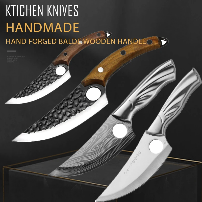 Handmade Forged Kitchen Cleaver Knives 4Cr13 Stainless Steel Full Tang ...