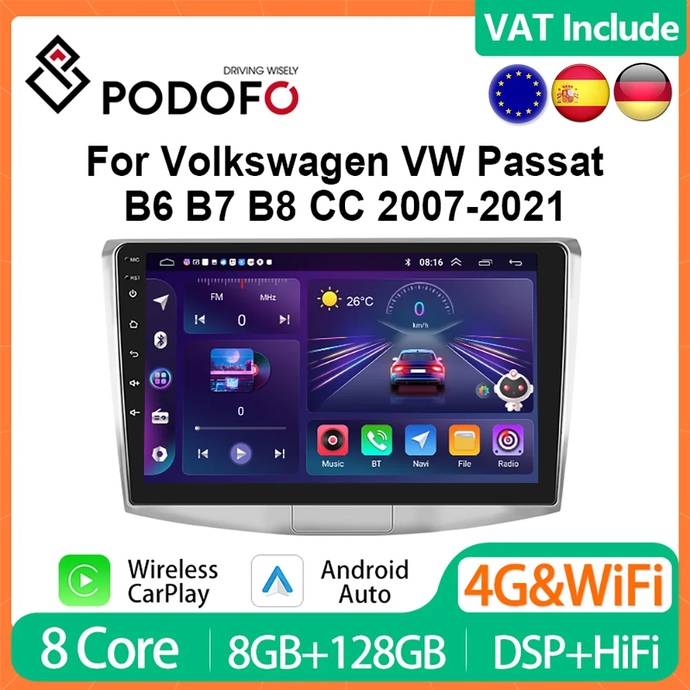 Podofo-Carplay-Android-Auto-Radio-For-Volkswagen-VW-Passat-B6-B7-B8-CC ...