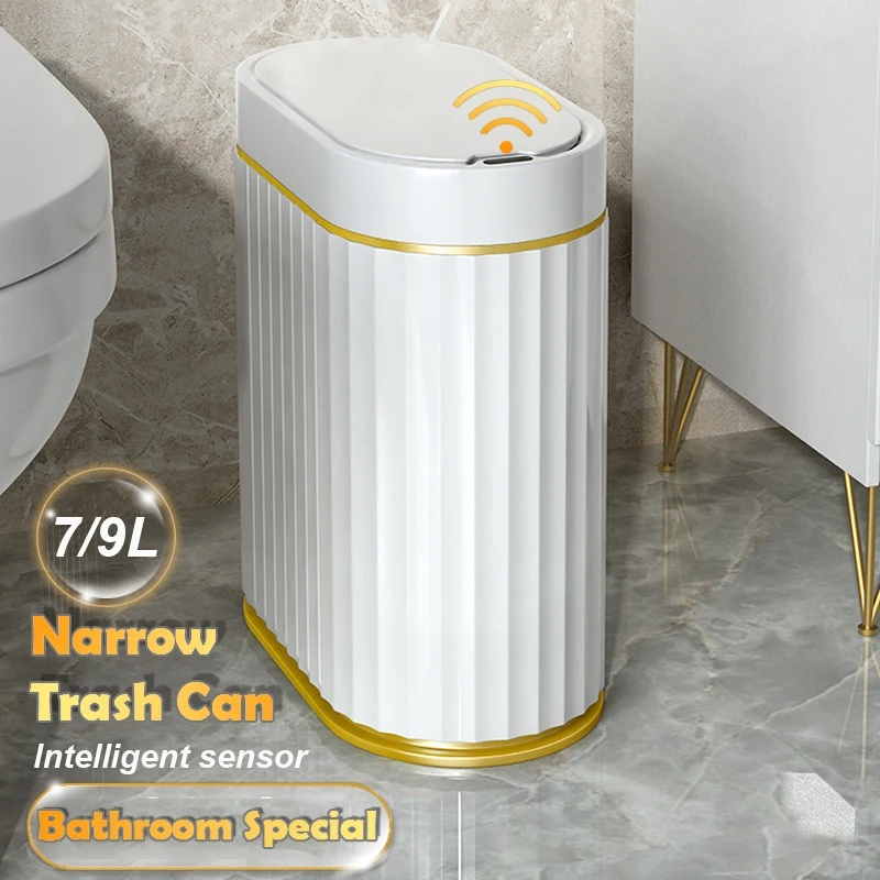 7-9L-Automatic-Sensor-Trash-Can-Fashionable-Roman-Striped-Bathroom ...