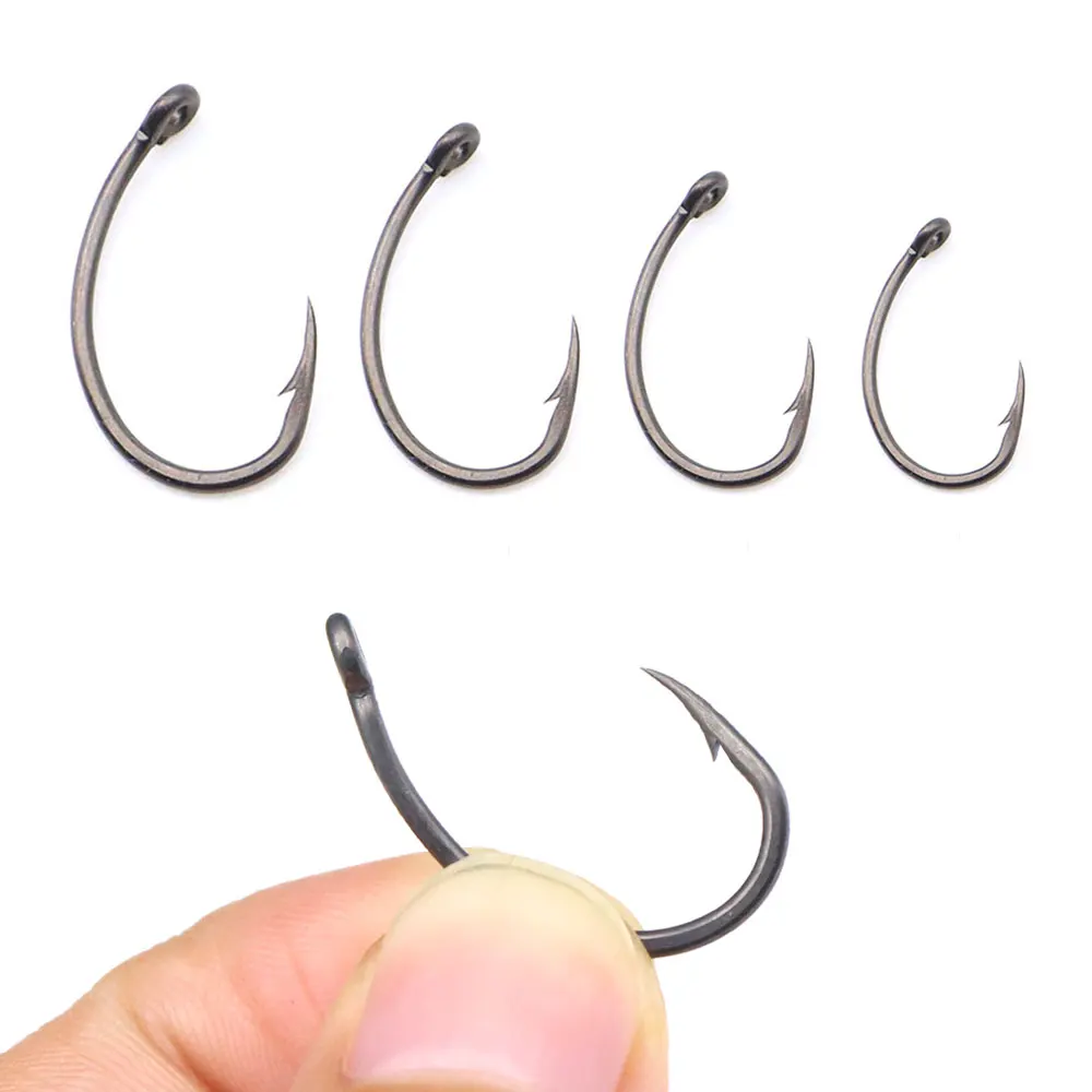 20/50pcs Carp Fishing Hooks Method Feeder Fishing Barbed Hook Curve Shank High Carbon Steel Hook ...