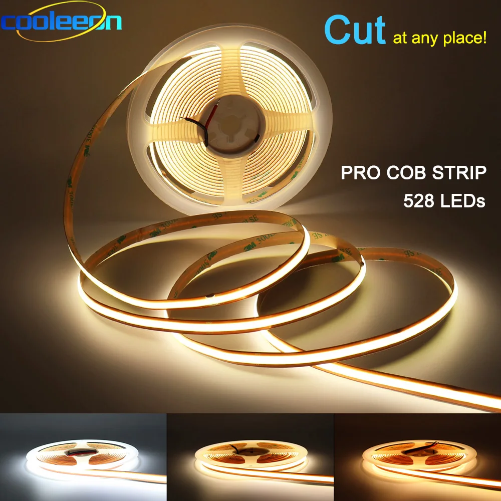 NEW-PRO-COB-LED-Strip-Light-12V-528-LEDs-Arbitrarily-Mini-Cut-CRI90 ...