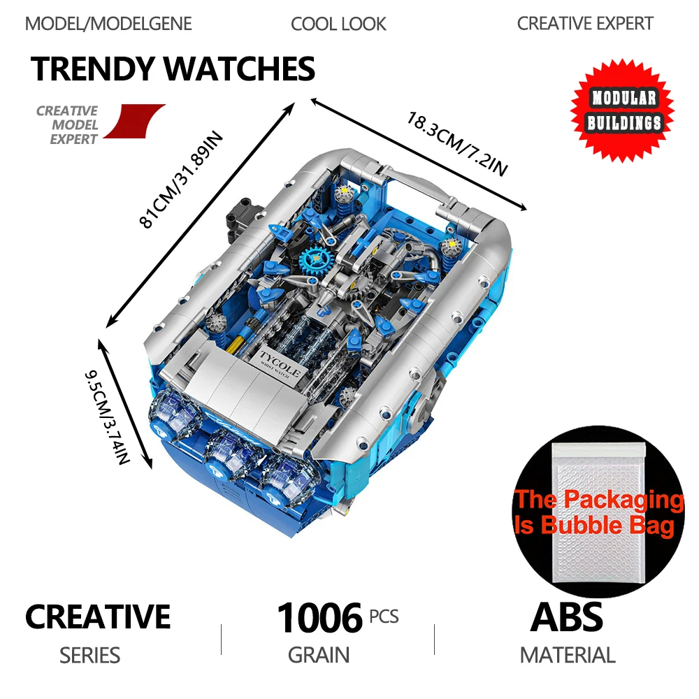 Creative Expert Advanced Edition Men's Mechanical Watch Building Blocks ...