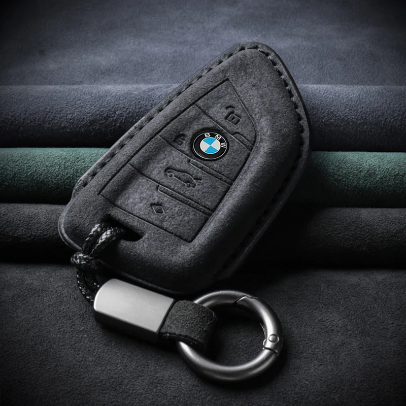 Suede Leather Car Key Case Cover Shell For BMW X1 X3 X5 X6 Series 1 2 5 ...