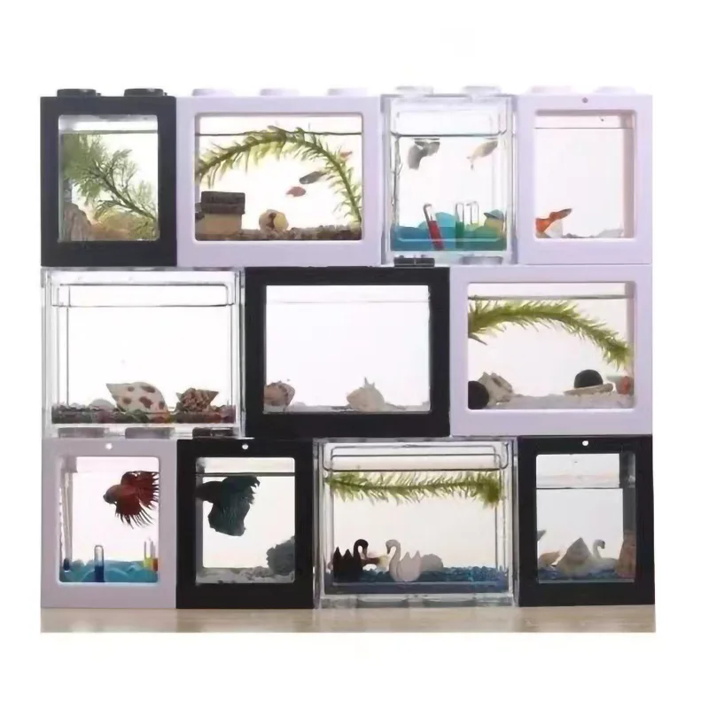 Transparent-fish-tank-ecological-landscaping-office-living-room-small ...