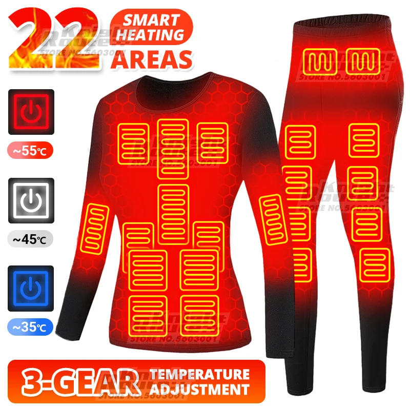 Electric Heated Skiing Underwear - Winter Thermal Jacket Heated Vest ...