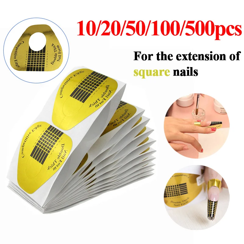 10-20-50-100-500pcs-Nail-Extension-Stencil-Nail-Form-Sticker-French ...