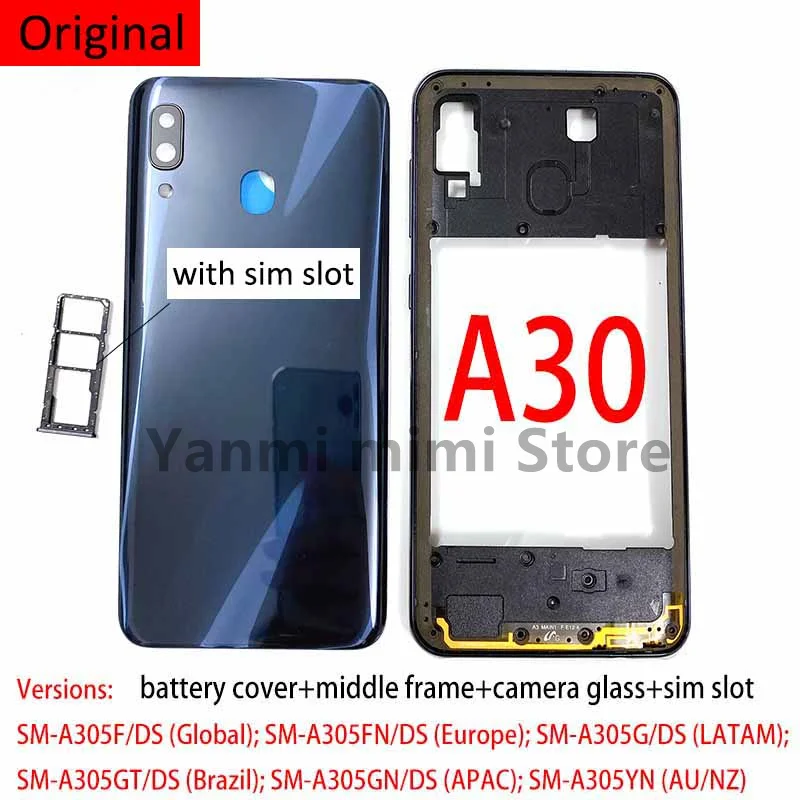 Original-A30-Rear-Door-Battery-Back-Cover-Middle-Frame-Case-Samsung ...