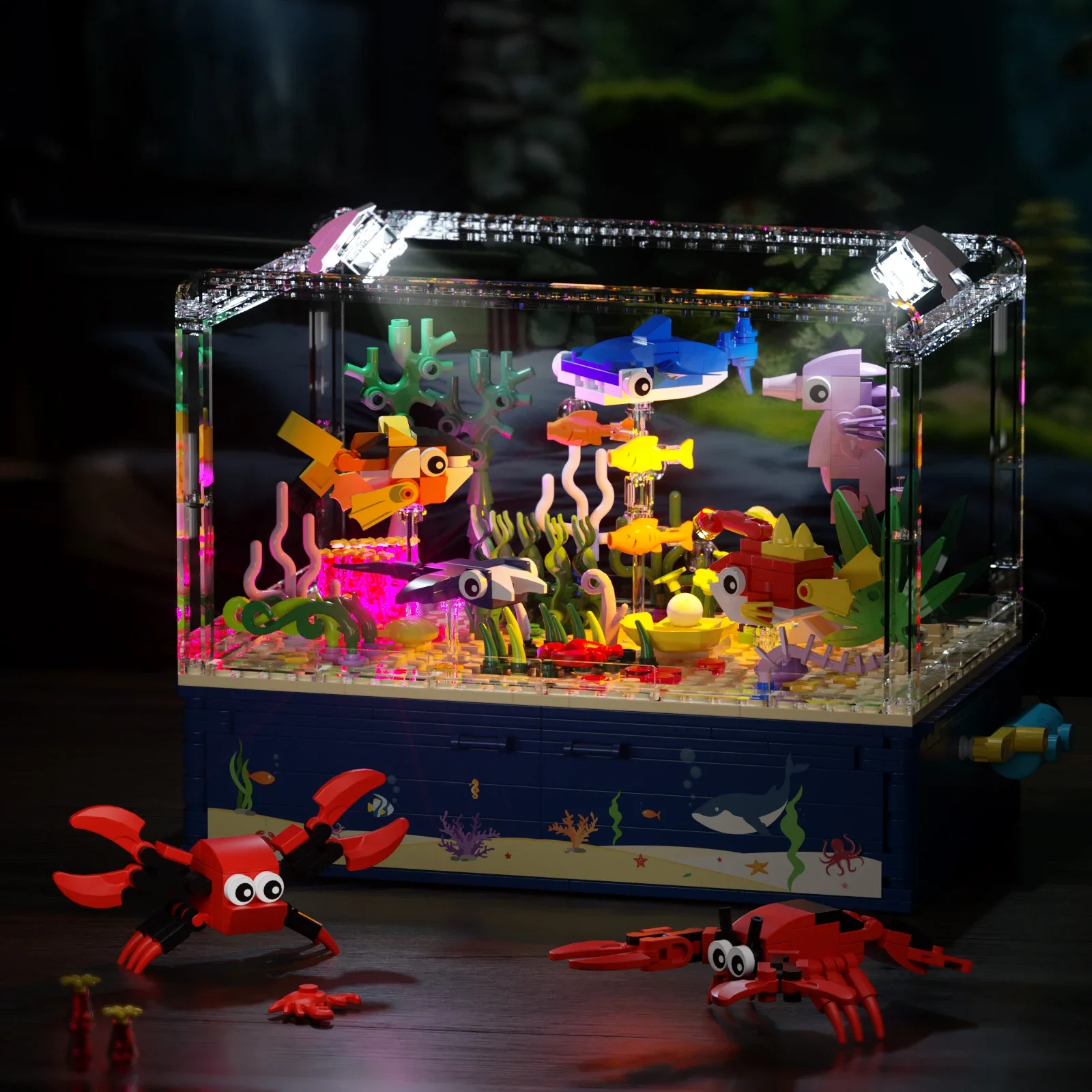 Aquarium-Marine-Life-Building-Blocks-Fish-Tank-With-Lights-Kit ...