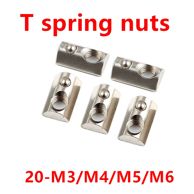100pcs-20-series-M3-M4-M5-M6-Roll-in-Slot-T-Spring-Nuts-Half-Round ...