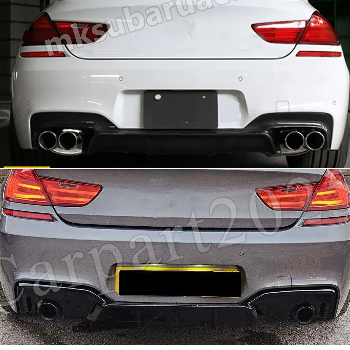 Magickit Dual & Single Exhaust Rear Bumper Diffuser Lip for BMW F06 F12 ...