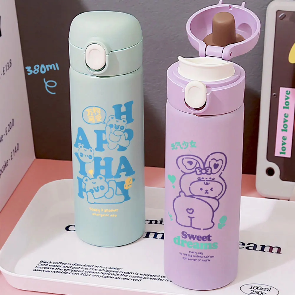 380ml-Cute-Thermos-Bottle-Stainless-Steel-Thermal-Mug-Bouncing-Lid-Kids ...