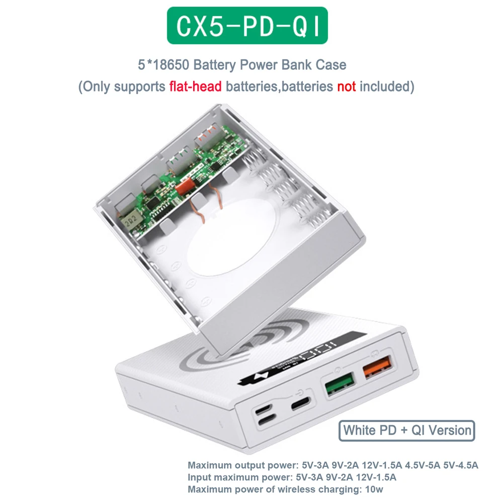 Portable 5 x 18650 Battery Charging Box External 5V 3A Power Bank Case ...