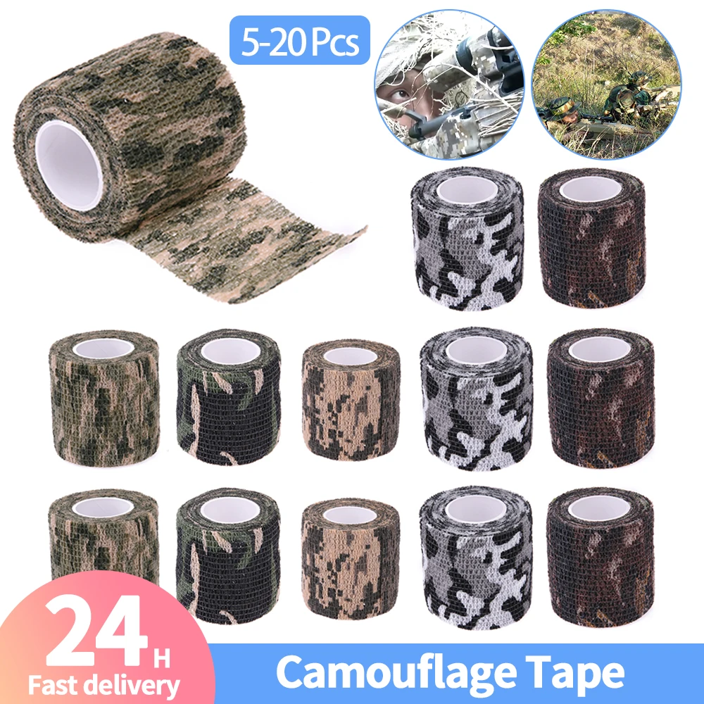 5-20Pcs-Camouflage-Elastic-Wrap-Tape-Hunt-Disguise-Elastoplast-Self ...