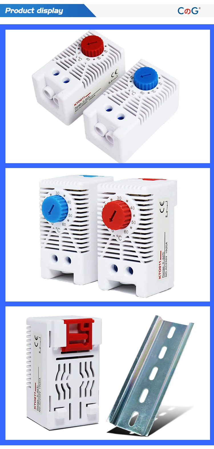 CG KTO011 KTS011 NC/NO Cabinet Temperature Controller 0-60℃ DIN Rail ...