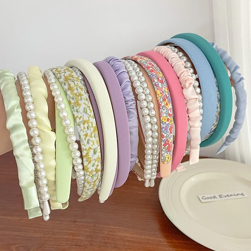 Fashion Girls Hair Band Floral Print Headbands Girls Simple Hairband ...