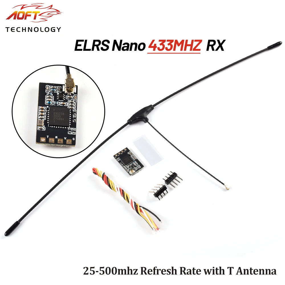 1PCS/2PCS ELRS Nano 433Mhz RX Receiver with T Antenna 25-500mhz Refresh ...