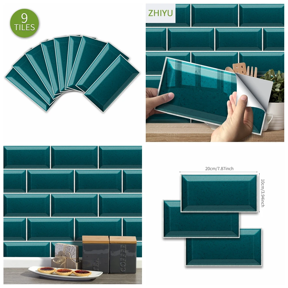 Blue-Waterproof-Tile-Stickers-for-Kitchen-3D-Brick-Wall-Stickers-Self ...