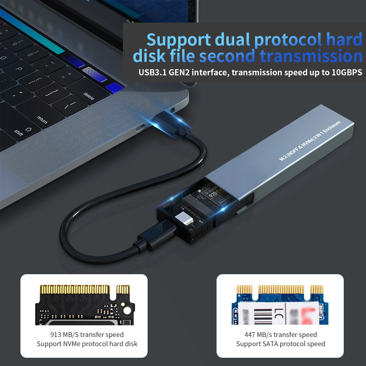 M.2 SSD Case NVME Enclosure for NVME PCIE SATA SSD Disk SSD Hard Disk ...