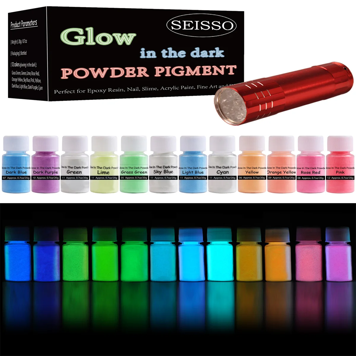 20g Yellow Glowing Luminescent Powder Phosphor Powder,DIY Nail Enamel ...