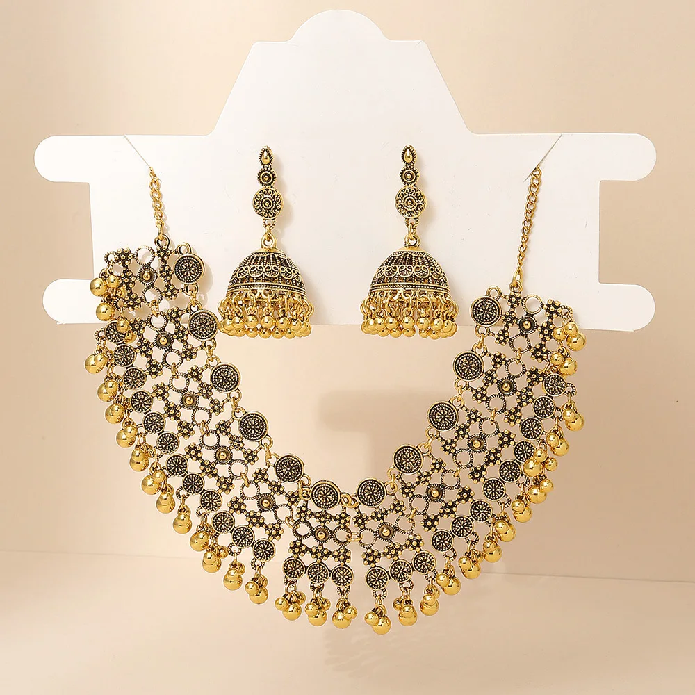 Ethnic-Gold-Color-Hollow-Geometric-Necklace-Earrings-Set-Vintage ...