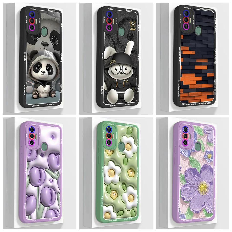 For TECNO Spark 7 Case Cute Cartoon Flowers Painting Phone Case Soft ...