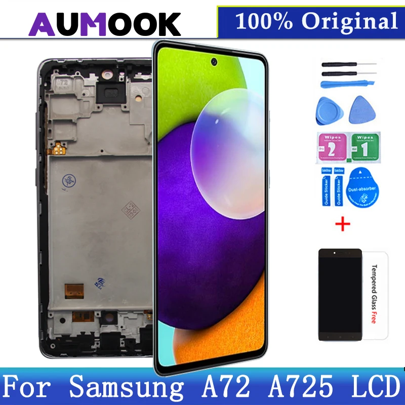 100% Original LCD For Samsung Galaxy A72 Display AMOLED With Frame For ...