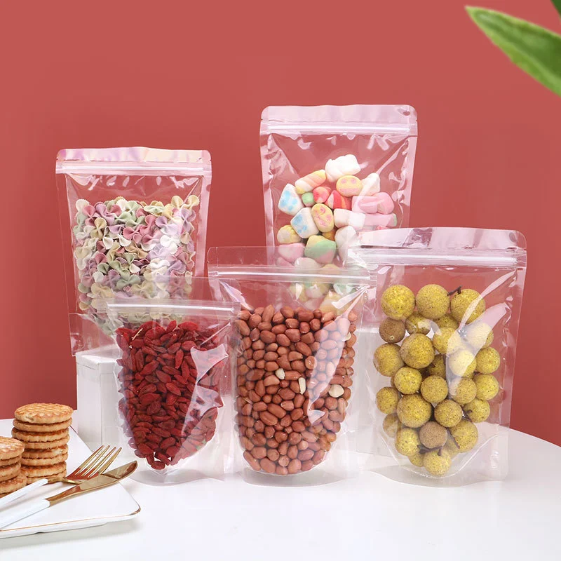 50-100pcs-Transparent-sealing-bags-vertical-plastic-packaging-bags-food ...