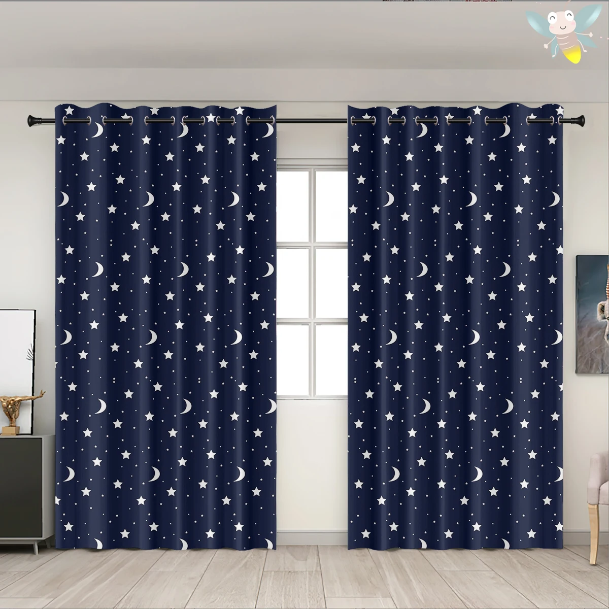 2pcs-stars-and-moon-pattern-blackout-curtains-romantic-and-dreamy-for ...