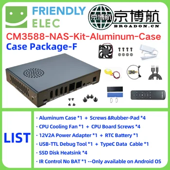 FriendlyELEC CM3588 NAS Kit Metal Aluminum Case Power RK3588 CPU Board Coolling Fan RTC Battery ...