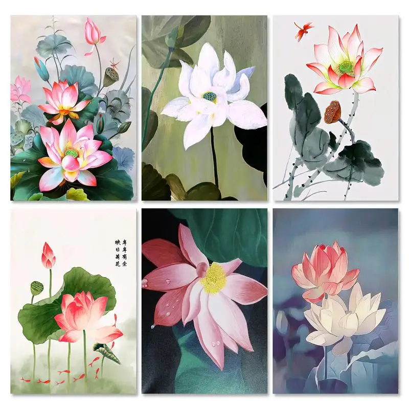 GATYZTORY-Oil-Painting-By-Numbers-Diy-Gift-Lotus-Flowers-For-Adults ...