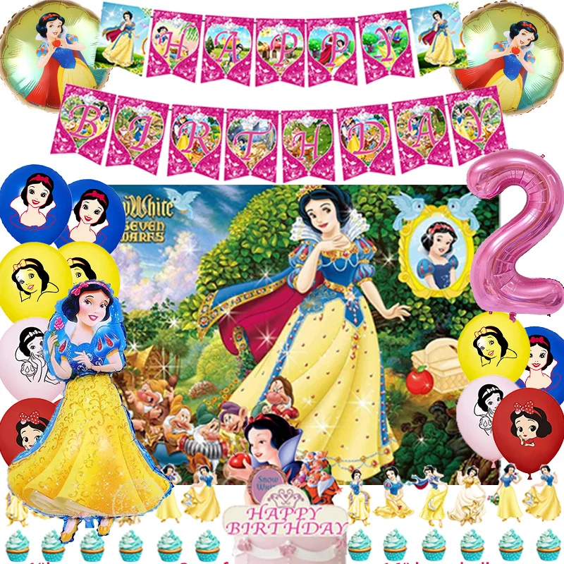 Disney-Princess-Blancanieves-decoraci-n-de-fiesta-de-cumplea-os-para-ni-a-globos-Pancarta ...