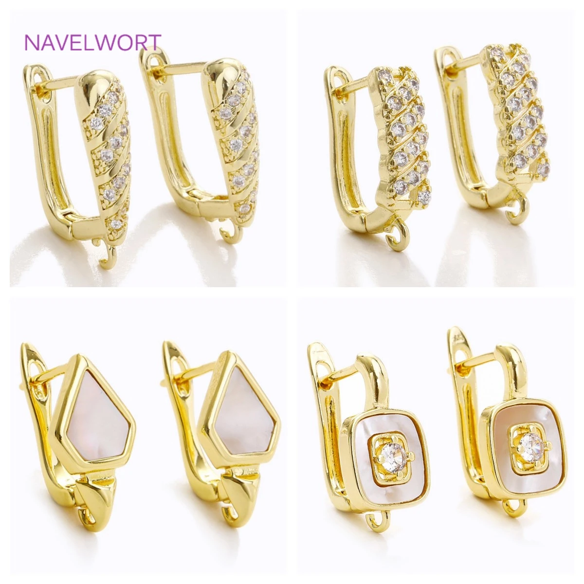 DIY-Creative-Fastener-Earwire-18K-Gold-Plated-Zircon-Earring-Hooks ...