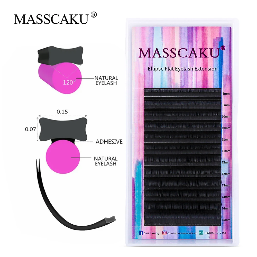 MASSCAKU-Professional-Ellipse-Flat-Lashes-Natural-Double-Split-Tips ...
