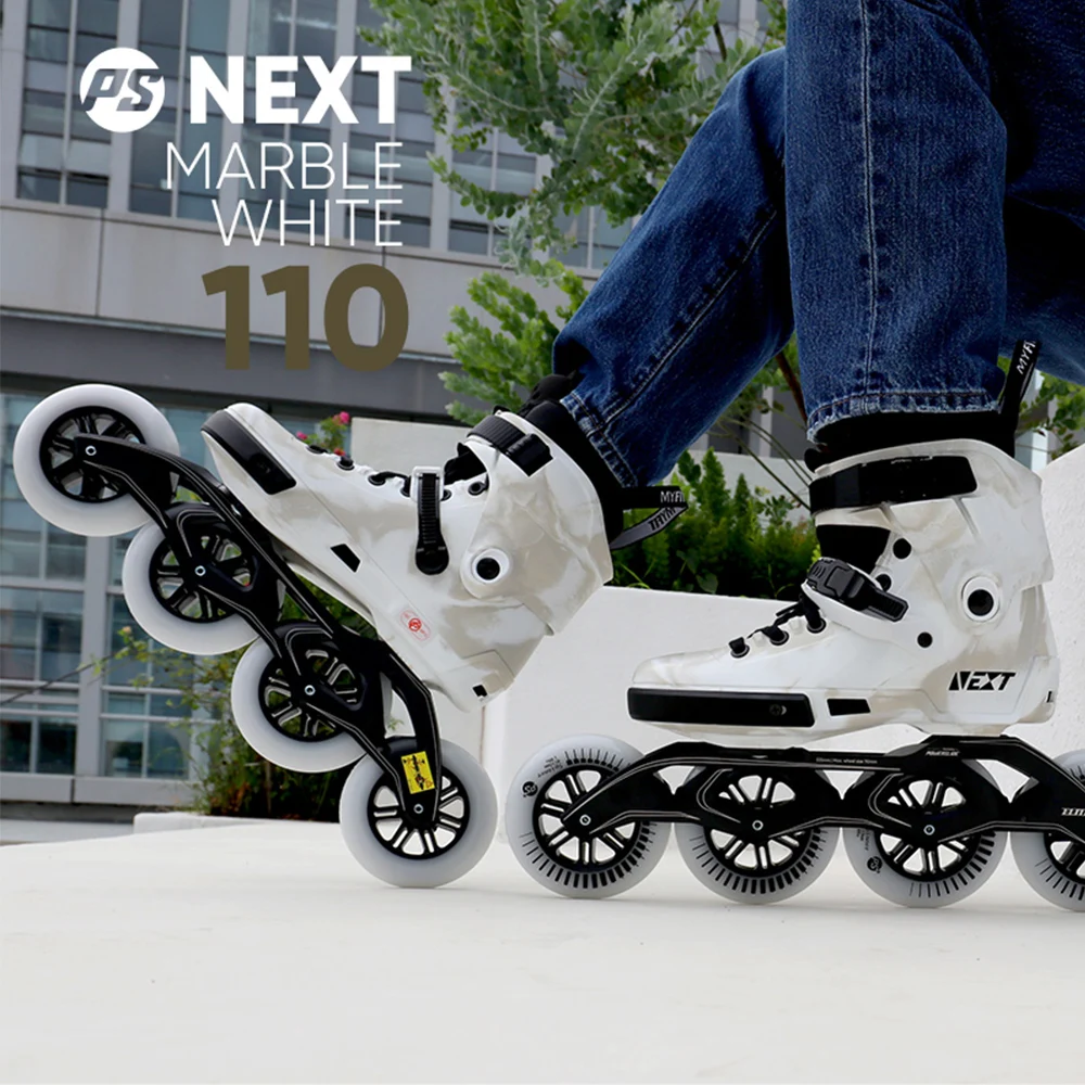 오리지널 파워 슬라이드 Next 대리석 화이트 트리니티 프레임 스피드 스케이트 인라인 스케이트 스트리트 레이싱 롤러 프리