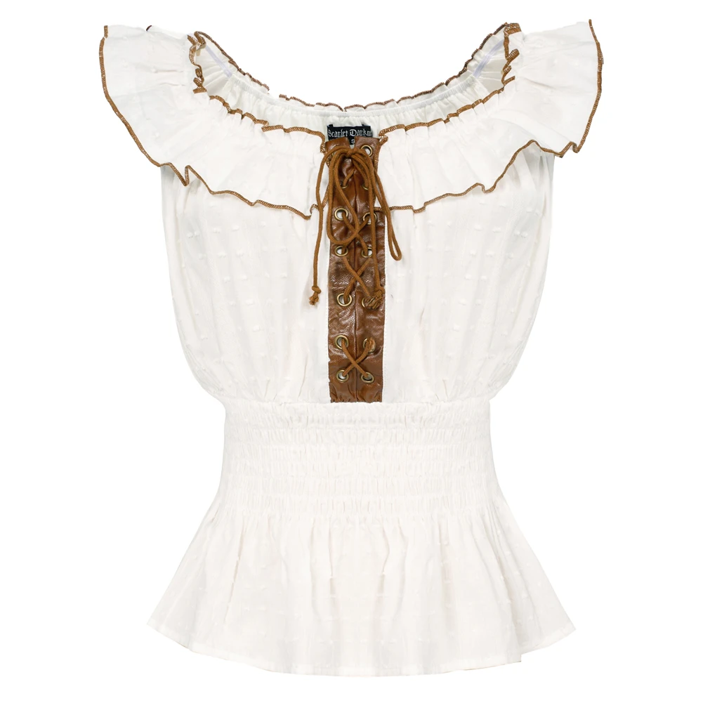 SD-Women-Renaissance-Tops-Cotton-Off-Shoulder-Short-Sleeved-Top-Smocked ...