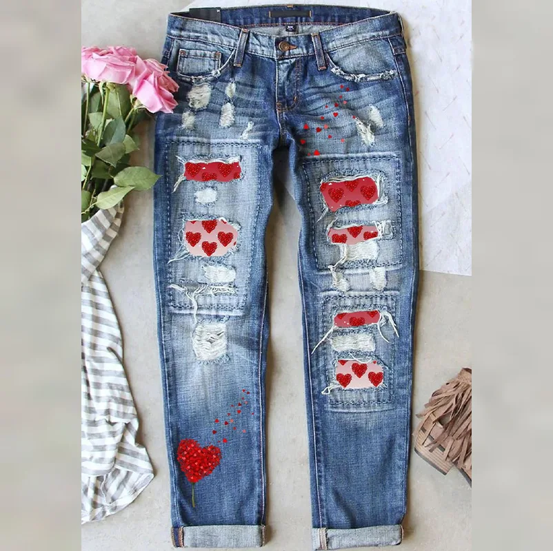 Valentine-s-Day-Diamond-Heart-Ripped-Jeans-Hot-Sale-Women-s-Ripped ...
