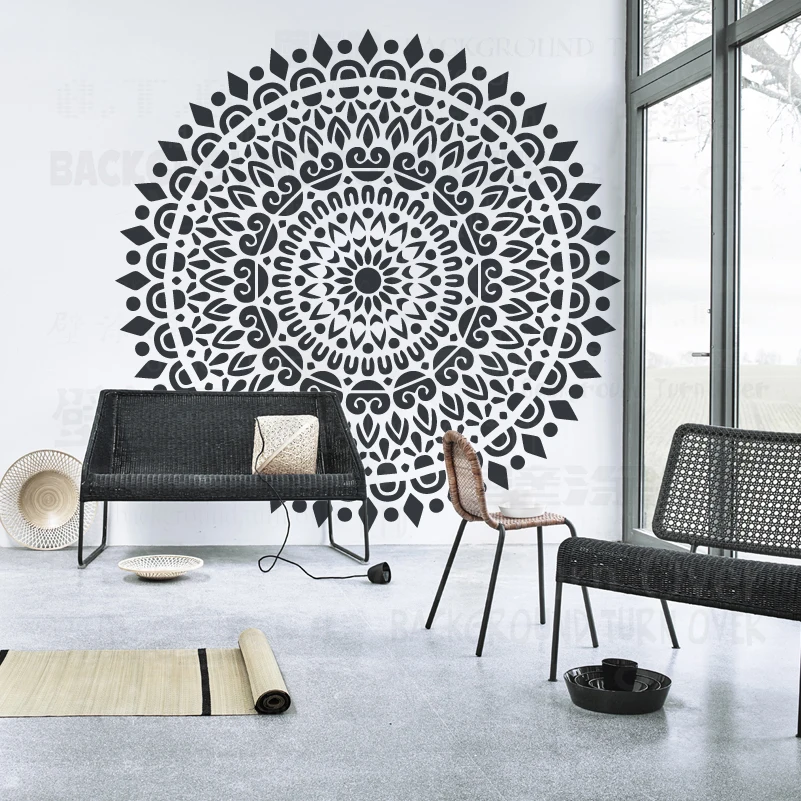 140Cm-220Cm-Stencil-Mandala-Extra-Grote-Grote-Ronde-Muur-Vloer-Sjabloon ...