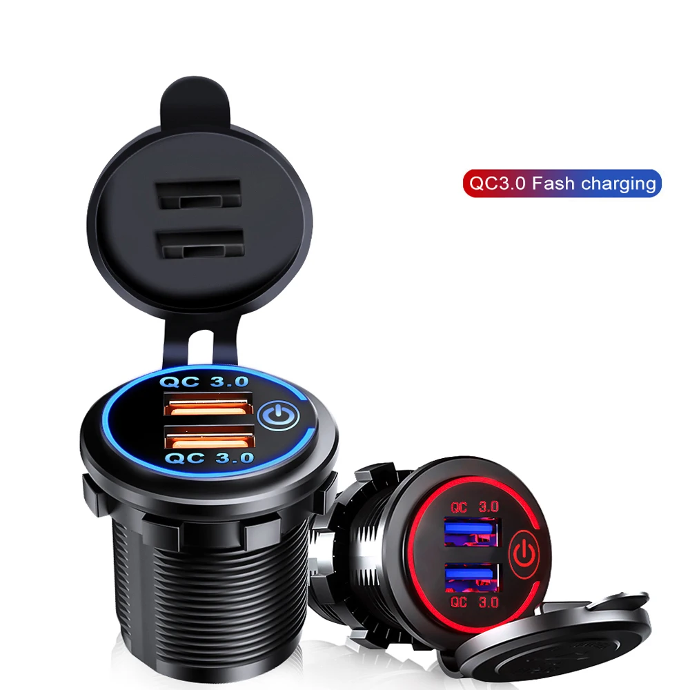 12V-24V-USB-Fast-Charger-Socket-Quick-Charge-3-0-Car-Charger-Dual-USB ...