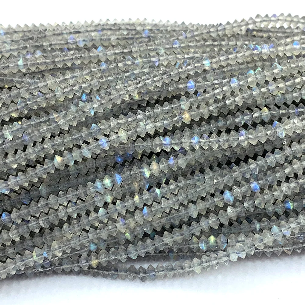 Veemake Natural Blue Labradorite Cone Rondelle Faceted Small Beads For ...