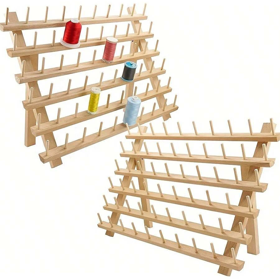 30/60 Spools Wooden Thread Rack Thread Holder Organizer Yarn Storage ...