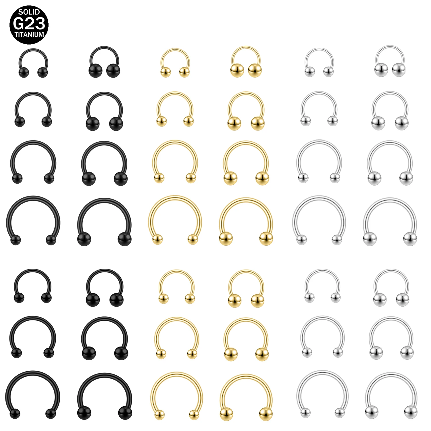 ZS 1PC 14G/16G G23 Titanium Septum Clicker Spike Septum Ring Hoop ...