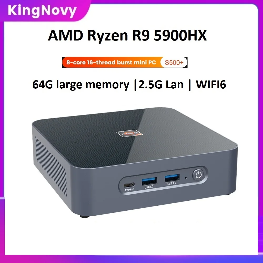Kingnovy S500+ AMD NUC Gamer Mini PC Zen3 Ryzen 9 5900HX 7 5825U 2*DDR4 ...