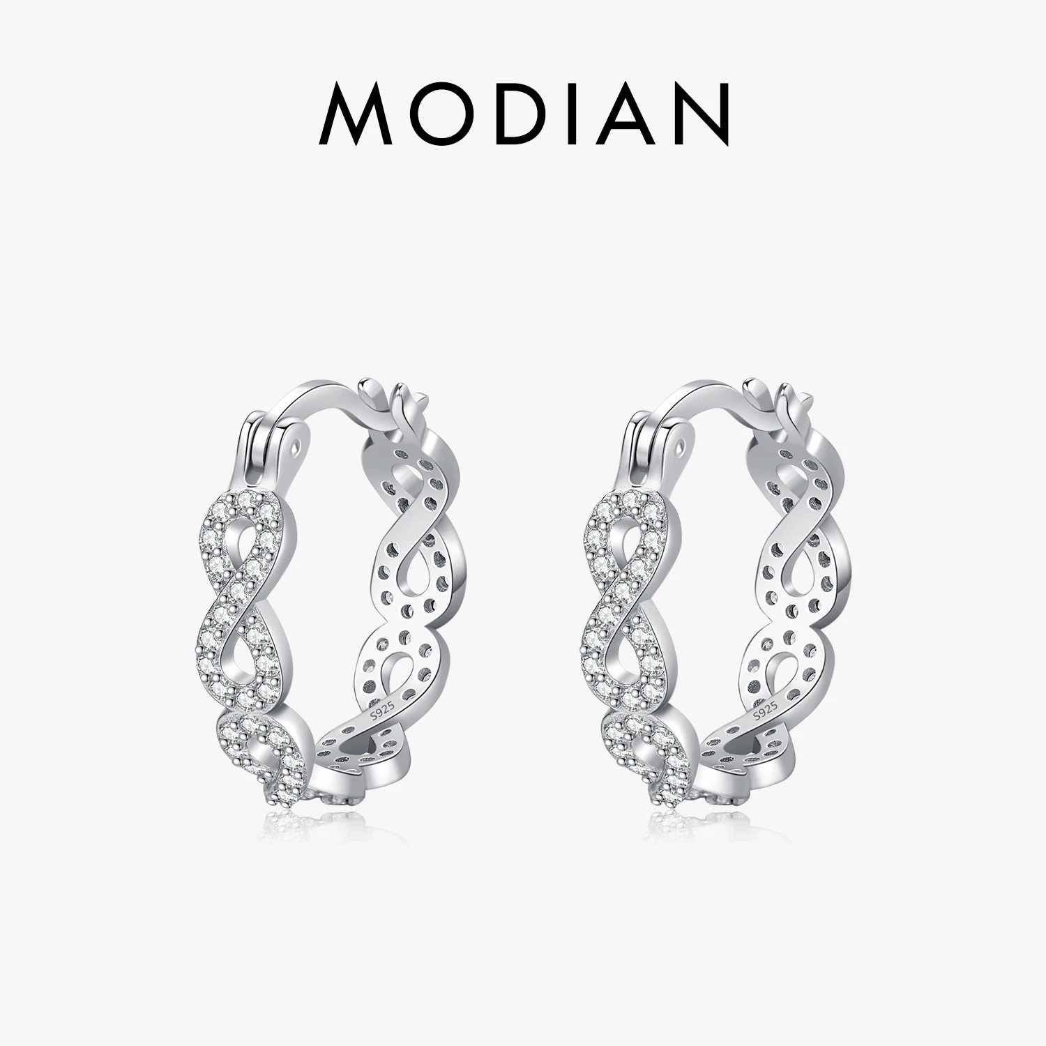 MODIAN-Solid-925-Sterling-Silver-Infinite-Love-Sparkling-CZ-Hoop ...