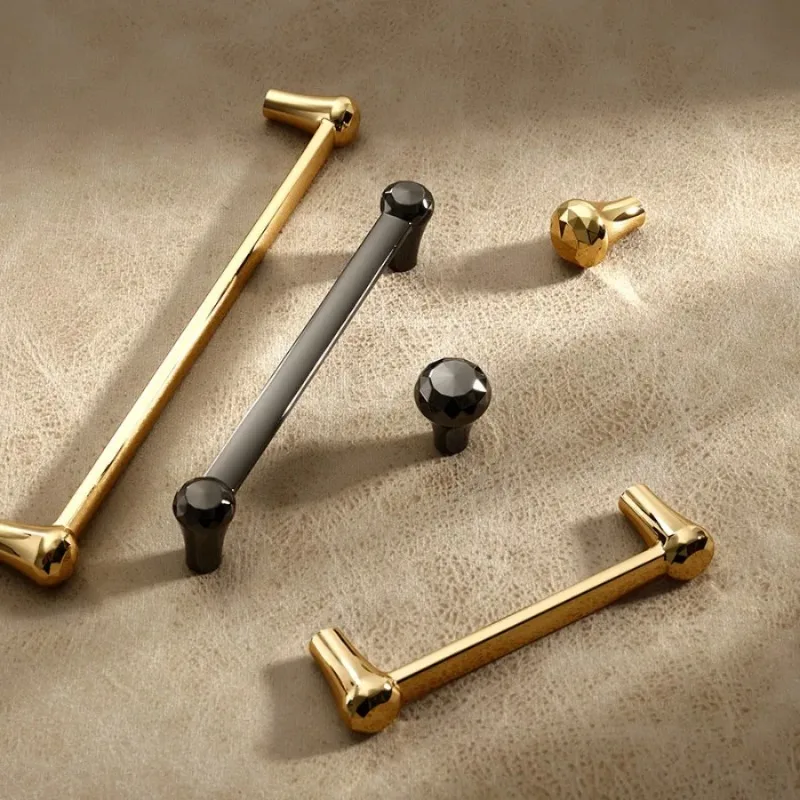 Diamond-Cut-Cabinet-Knobs-and-Handles-Glod-Black-Handles-for-Furniture ...